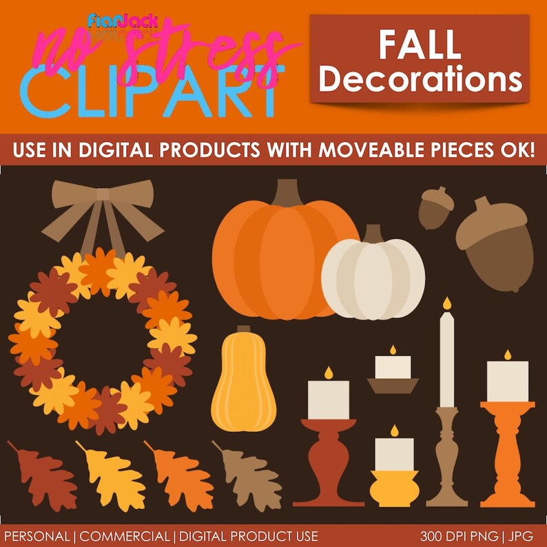 Fall Decorations Clip Art digital Use Ok - Etsy