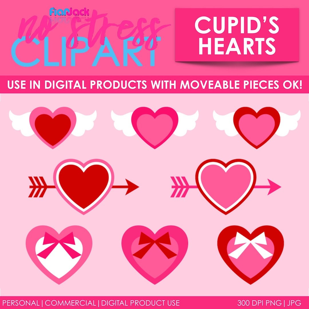 Valentine Cupid's Hearts Clip Art digital Use Ok - Etsy
