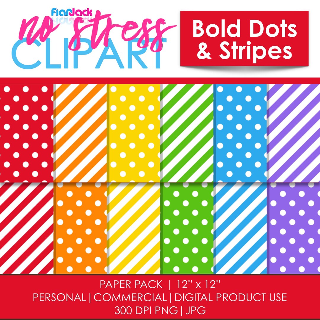 Bold Dots and Stripes Digital Papers - Etsy