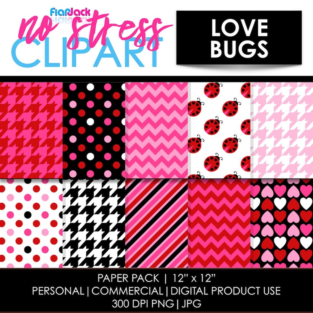 Love Bug Digital Papers - Etsy