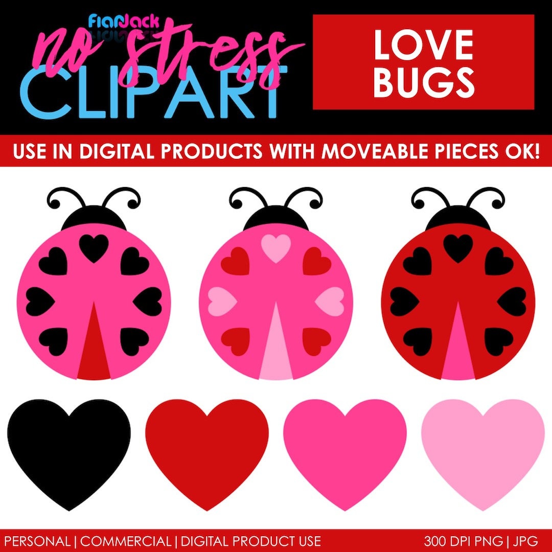 Valentine Love Bugs Clip Art (digital Use Ok!) - Etsy