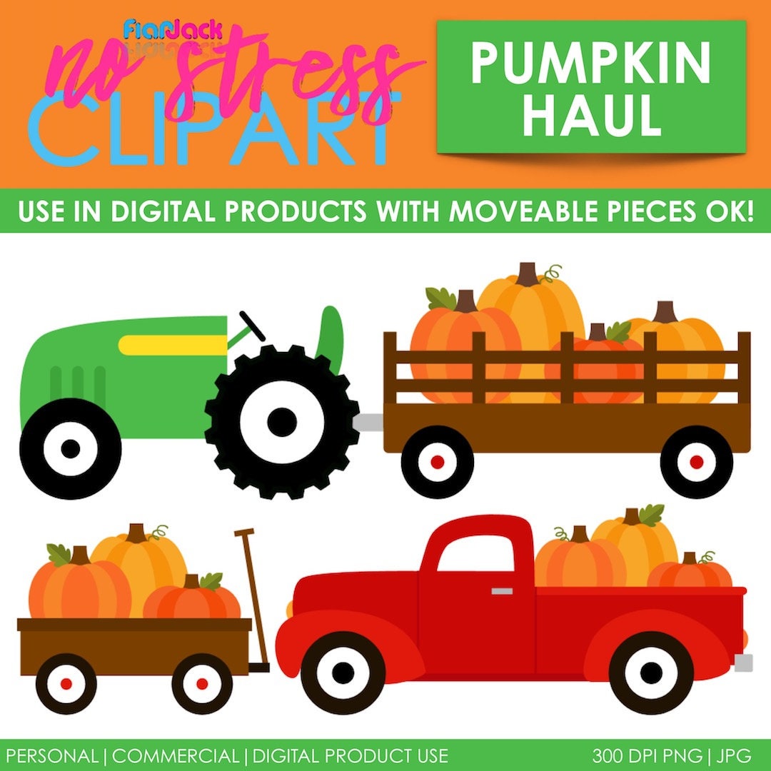 Fall Pumpkin Haul Clip Art (digital Use Ok!) - Etsy