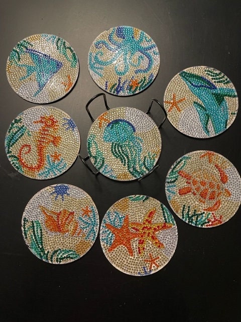 Ocean Creatures Diamond Painting Coasters Set of 8 - Etsy