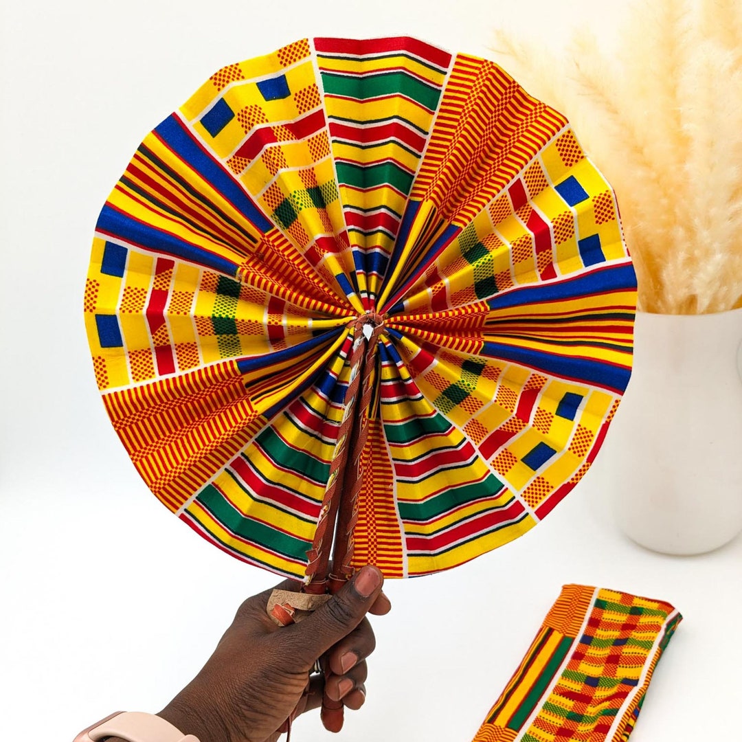 Folding Hand Fan African Folding Fan With Case African Fan Leather ...