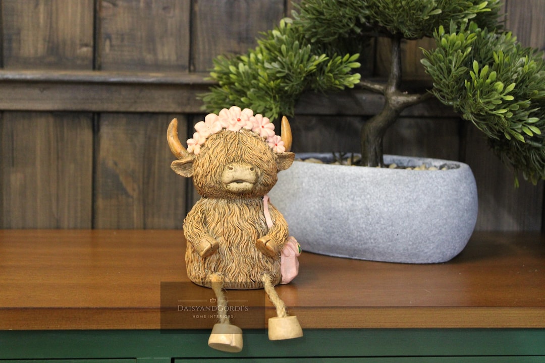 Lady Highland Cow Money Box Figurine - Etsy