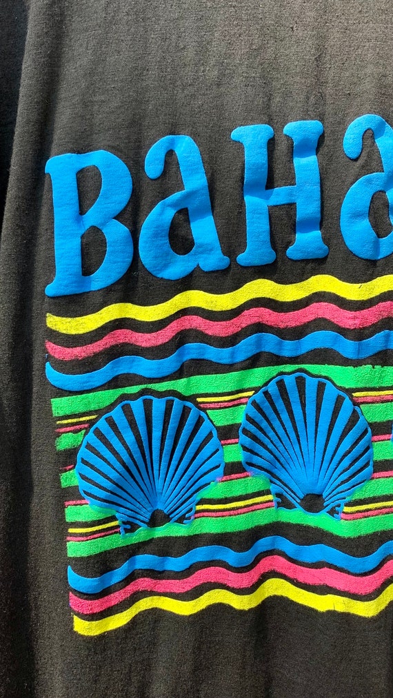 Vintage Bahamas Neon Tropics Single Stitch Black Tshi… - Gem