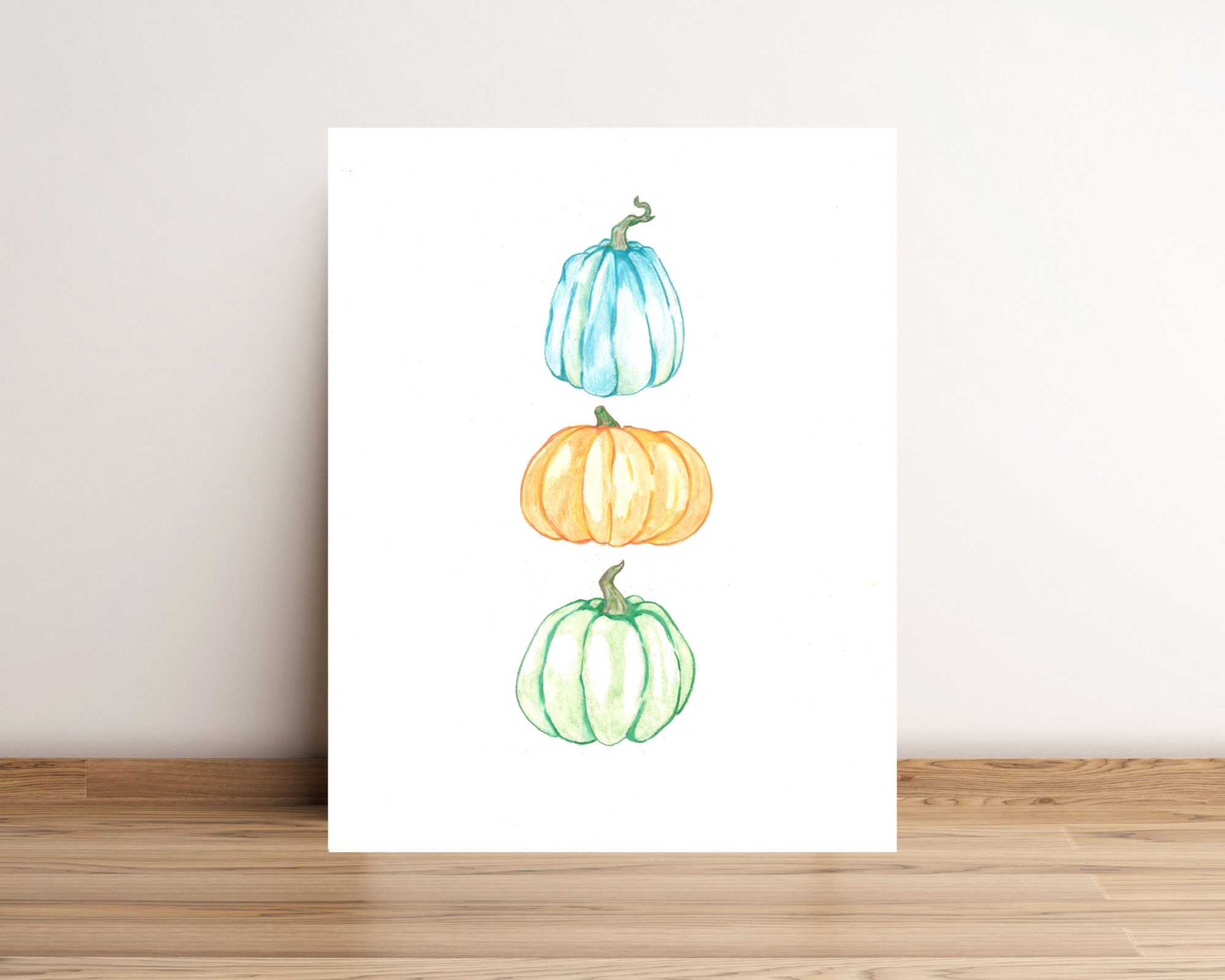 Stacked Pumpkins Watercolor Printable Wall Art, Autumn Decorations ...