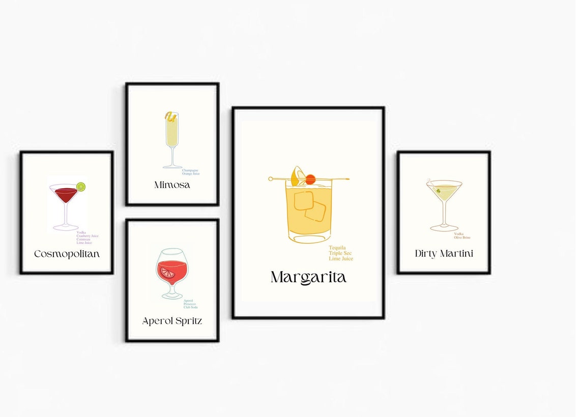 Mimosa Wall Art, Drink Set - Etsy