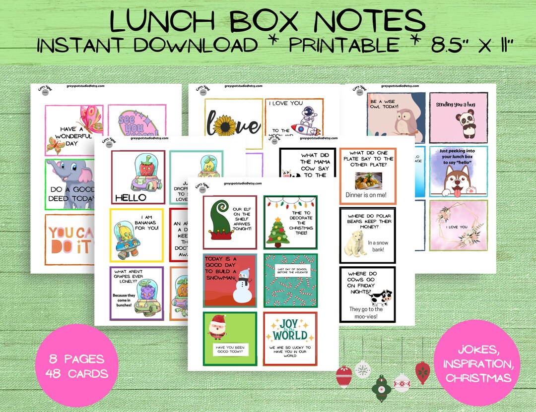 Lunch Box Notes for Kids Instant Download Print at Home - Etsy