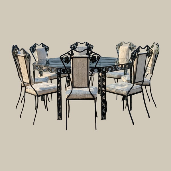 Wrought Iron Glass Dining Table - Etsy
