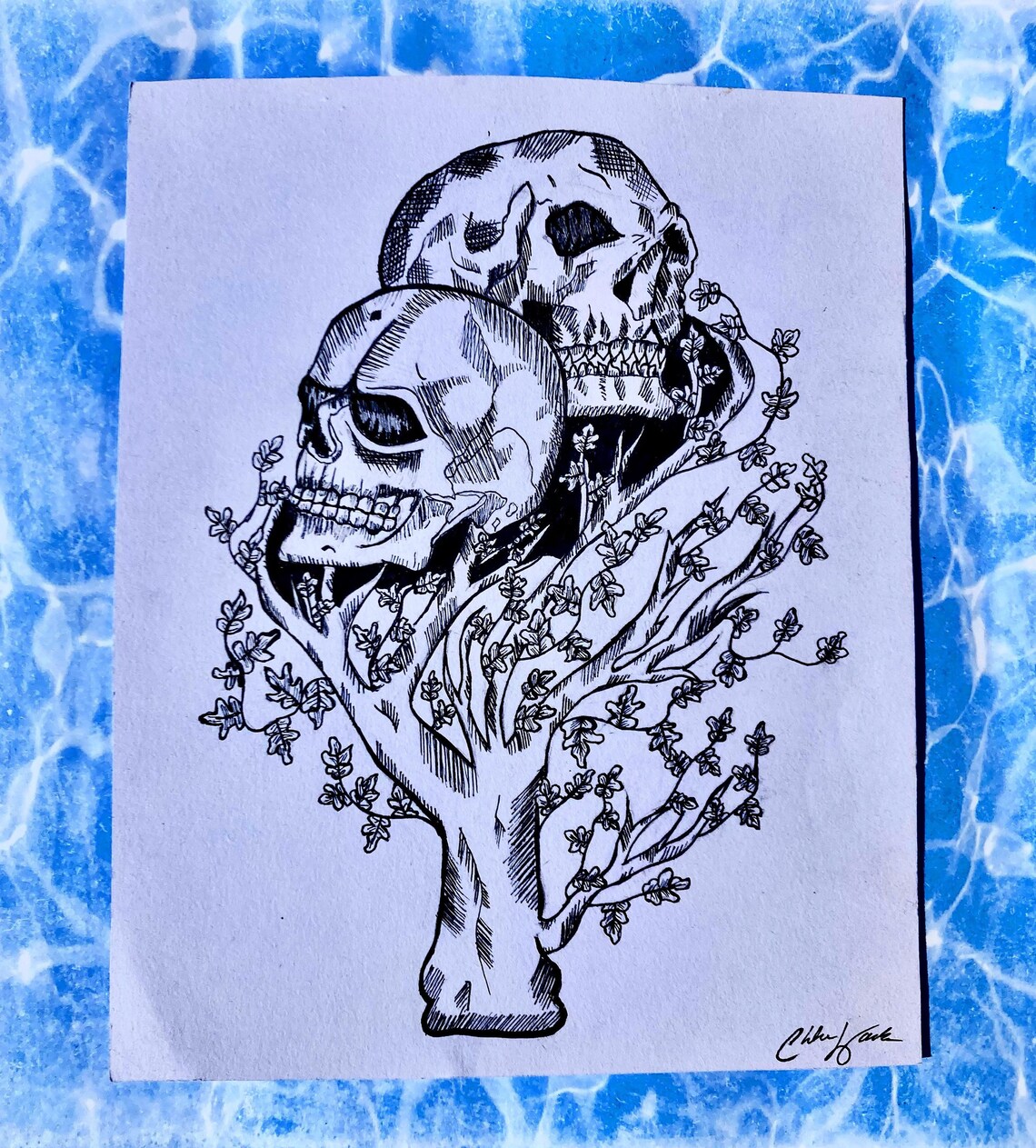 Hollow Tree of Skeleton Heads Print - Etsy