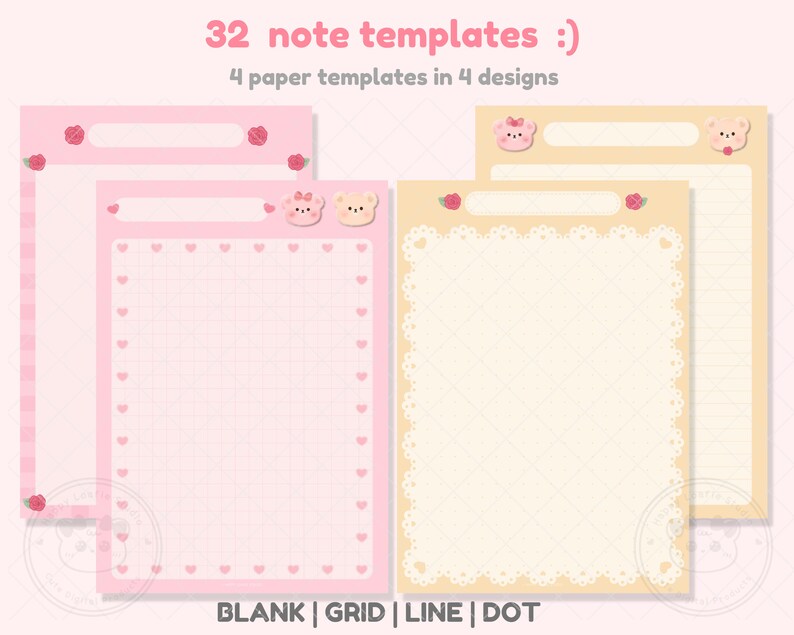 Kawaii Digital Note Templates, Cute Goodnotes Note Book for Ipad ...