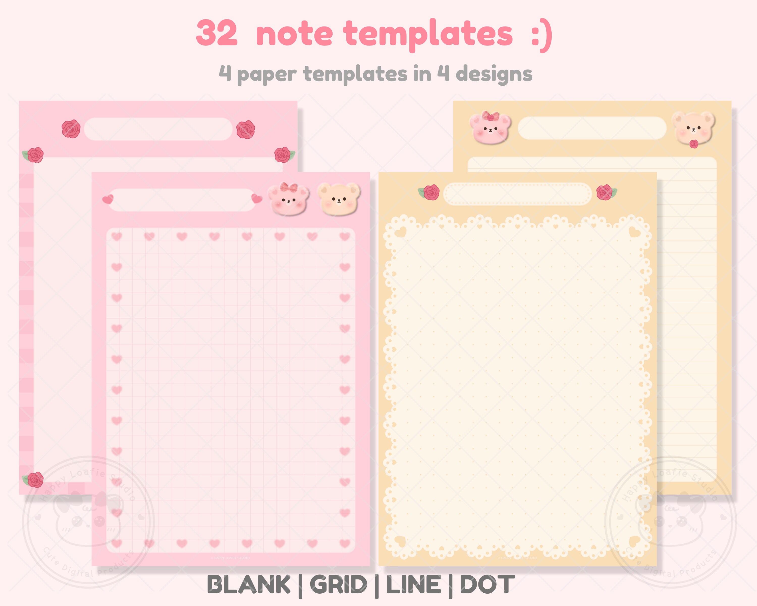 Kawaii Digital Note Templates, Cute Goodnotes Note Book for Ipad ...