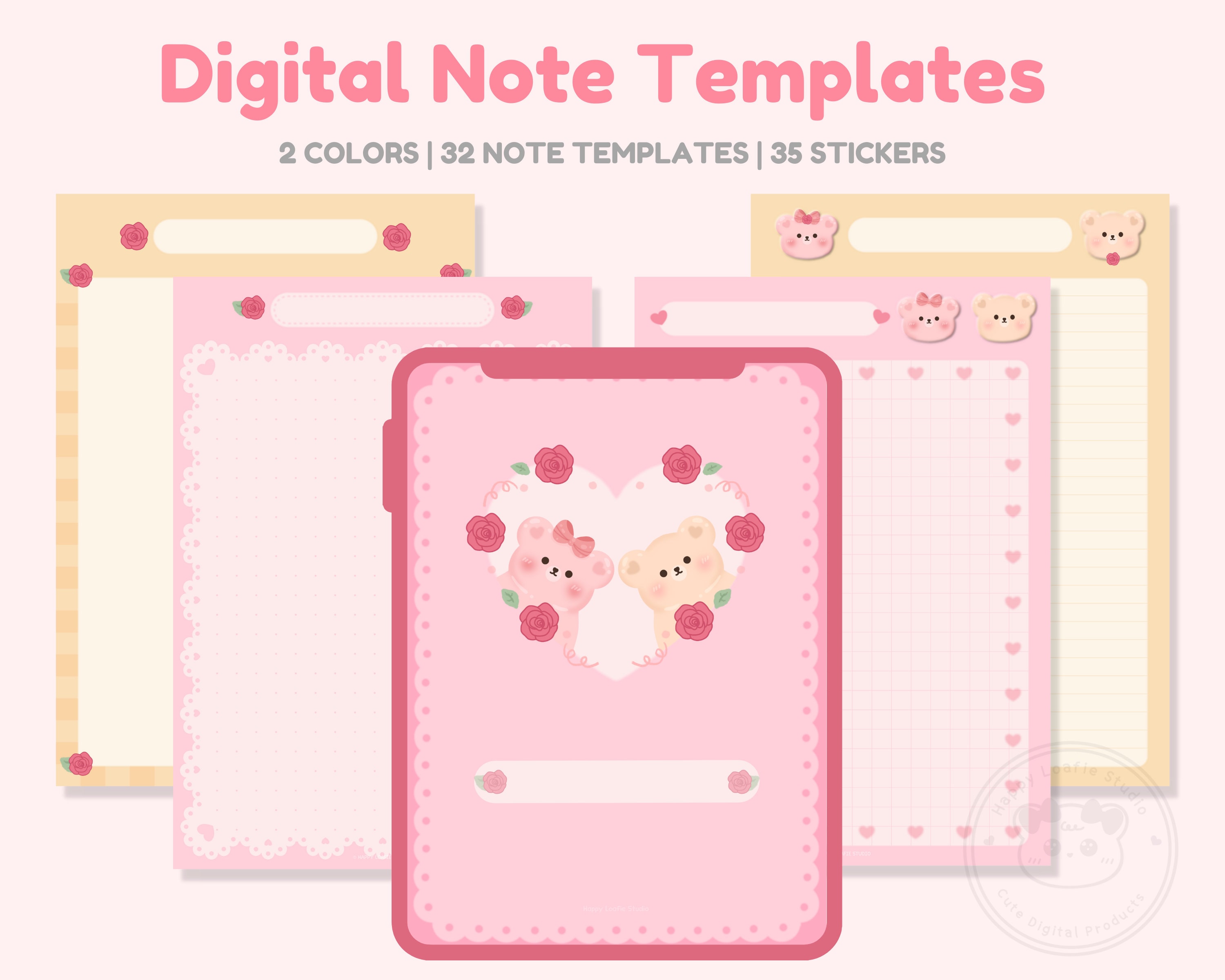 Kawaii Digital Note Templates, Cute Goodnotes Note Book for Ipad ...