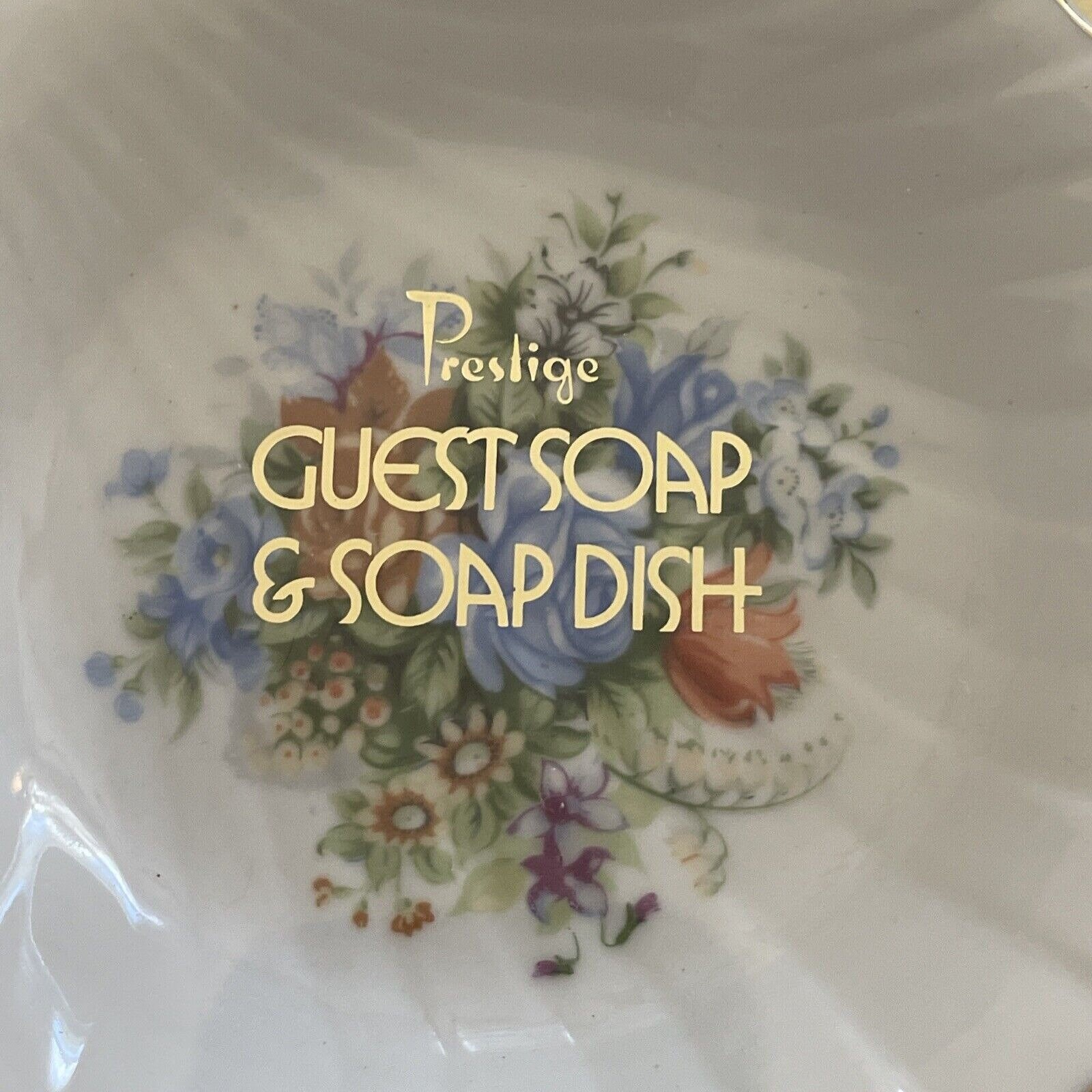 Vintage Prestige Shell Soap Dish Floral Print Gold Trim Soaps Made in ...