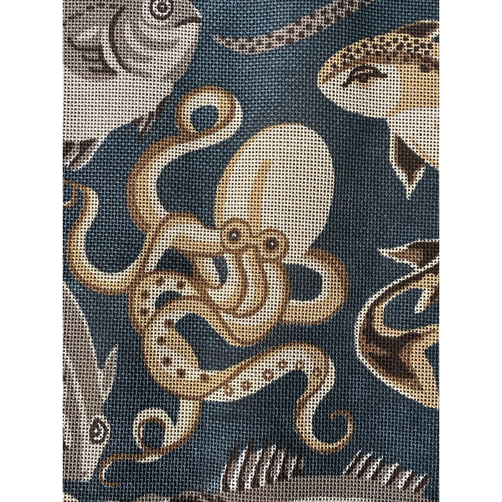 Needlepoint Counted Cross Stitch Sea Life Printed Canvas Octopus Squid ...