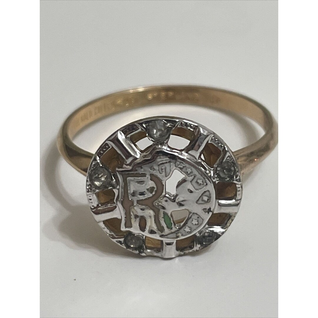 Round Silver Face Daughters of Rebekah IOOF Odd Fellows 10k GF Ring ...