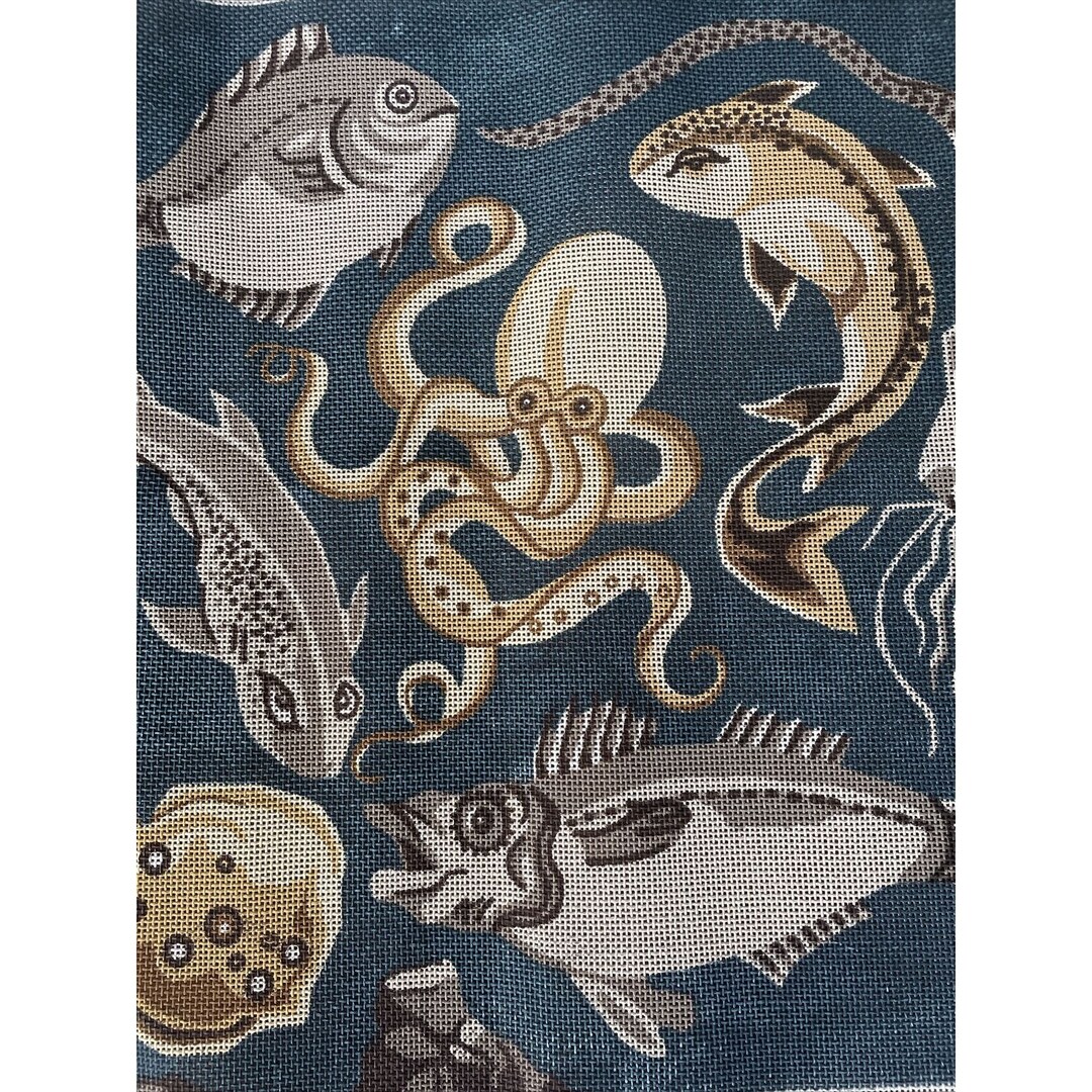 Needlepoint Counted Cross Stitch Sea Life Printed Canvas Octopus Squid ...