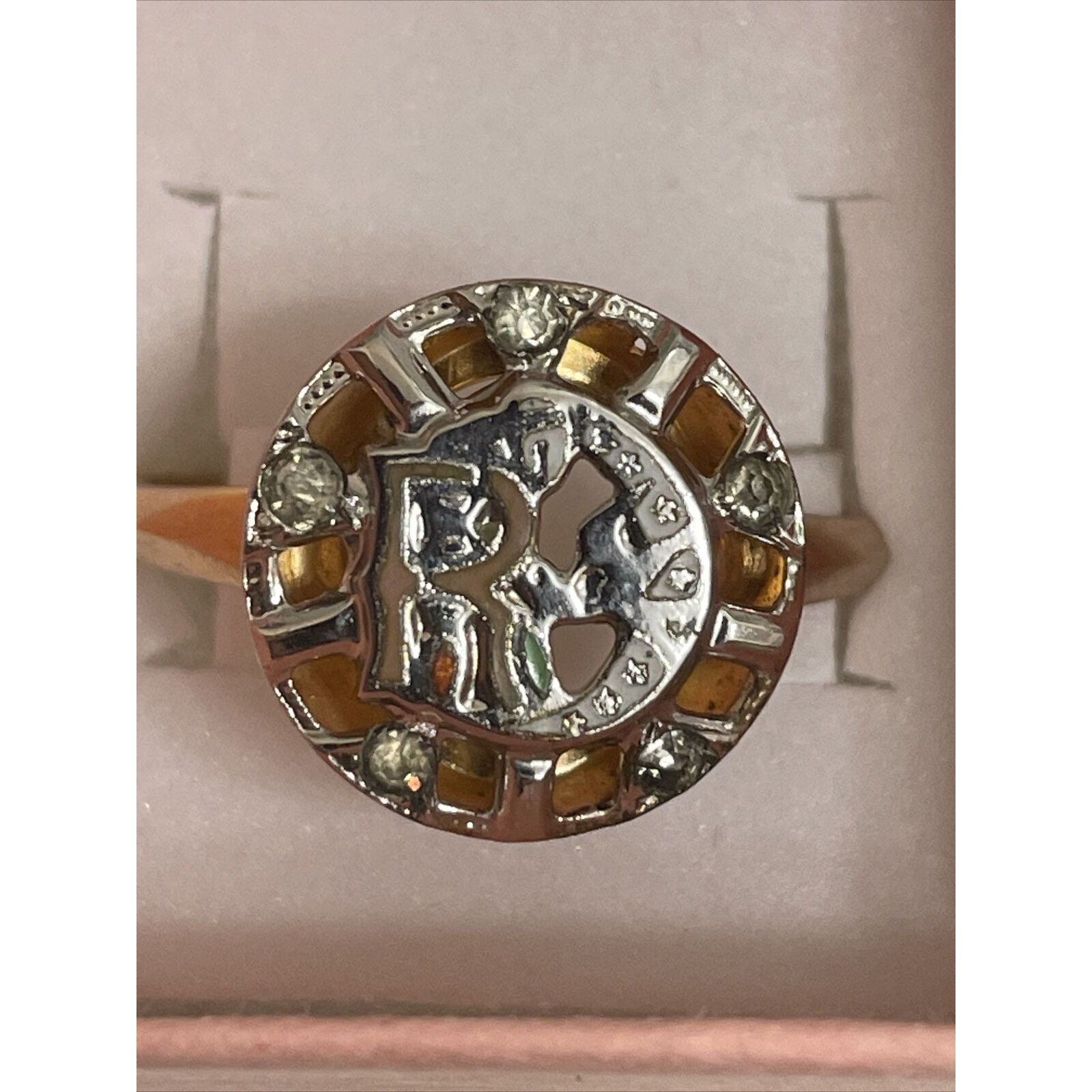 Round Silver Face Daughters of Rebekah IOOF Odd Fellows 10k GF Ring ...