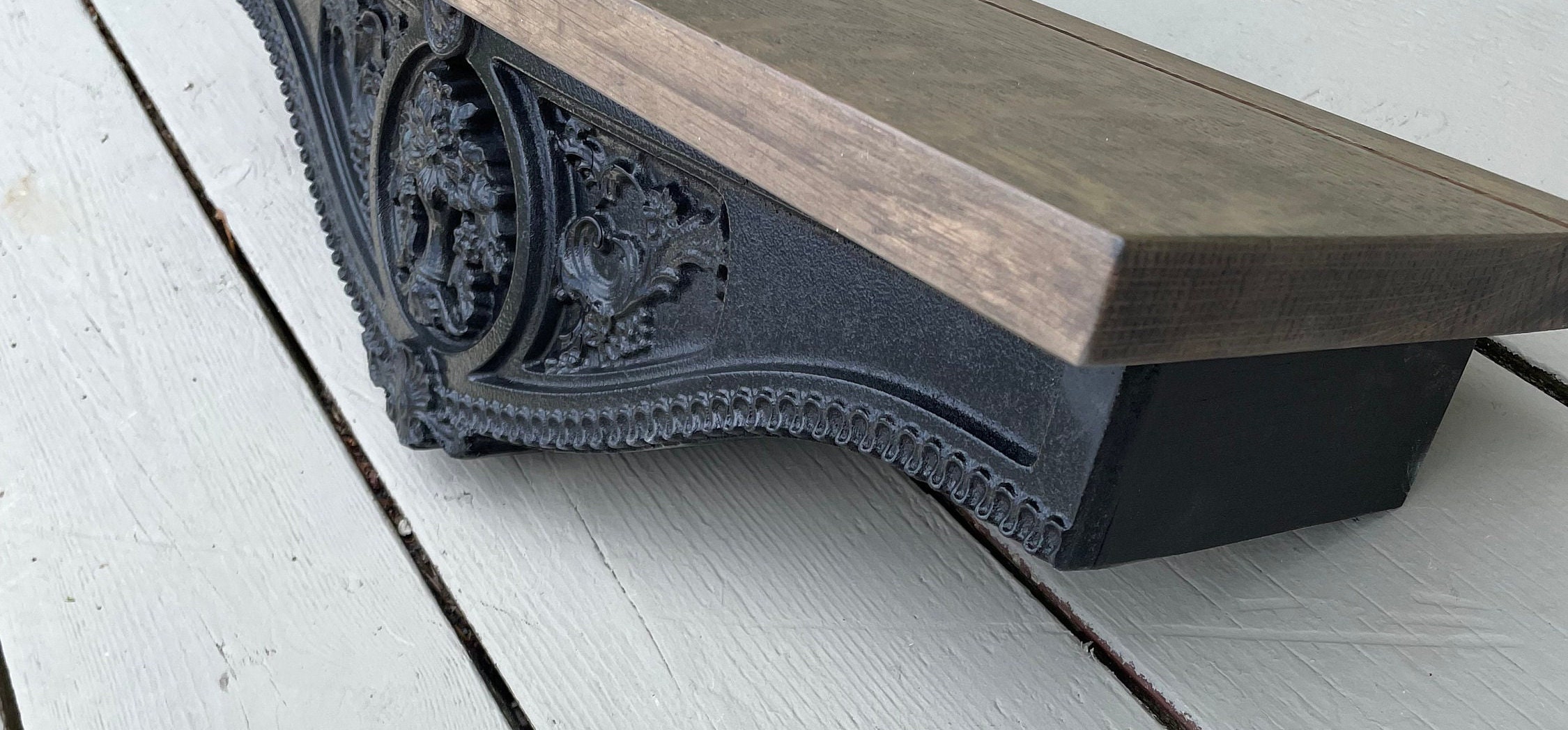 Ornate Black Carved Wood Shelf With Plate Rail - Etsy