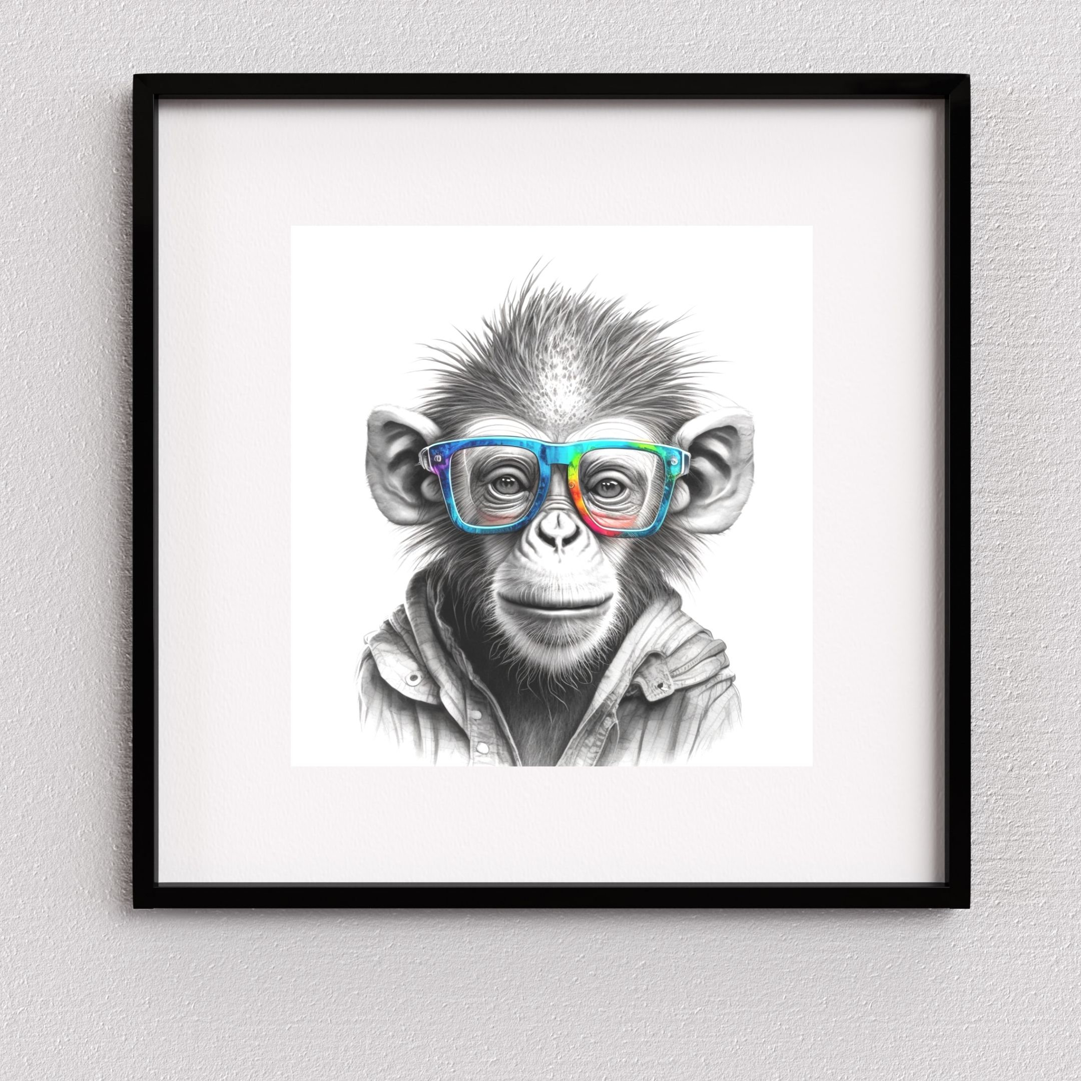 Monkey, Animal Prints, Animal With Glasses, Animal Art, Printable Wall ...