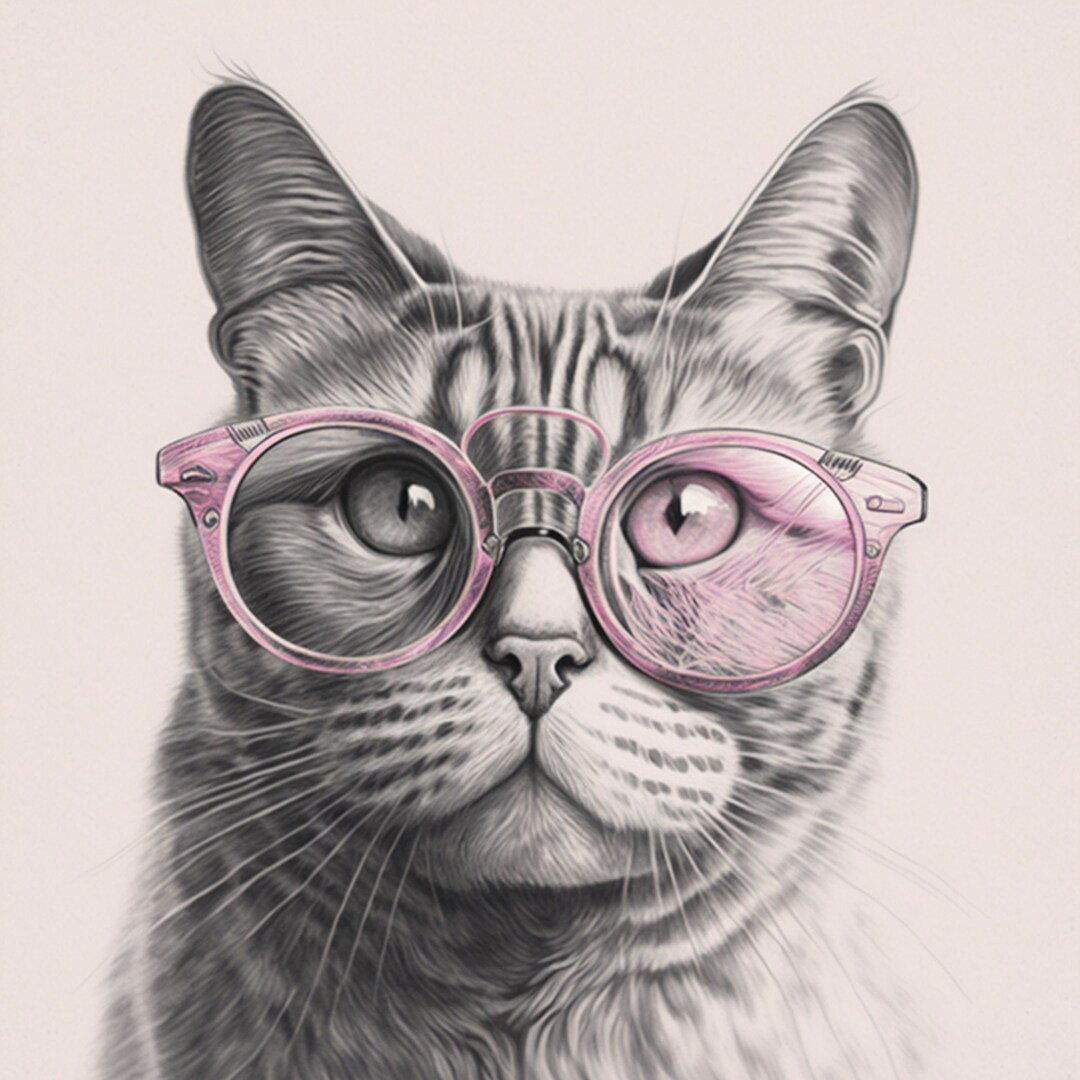 Cat, Animal Prints, Animal With Glasses, Animal Art, Printable Wall Art ...