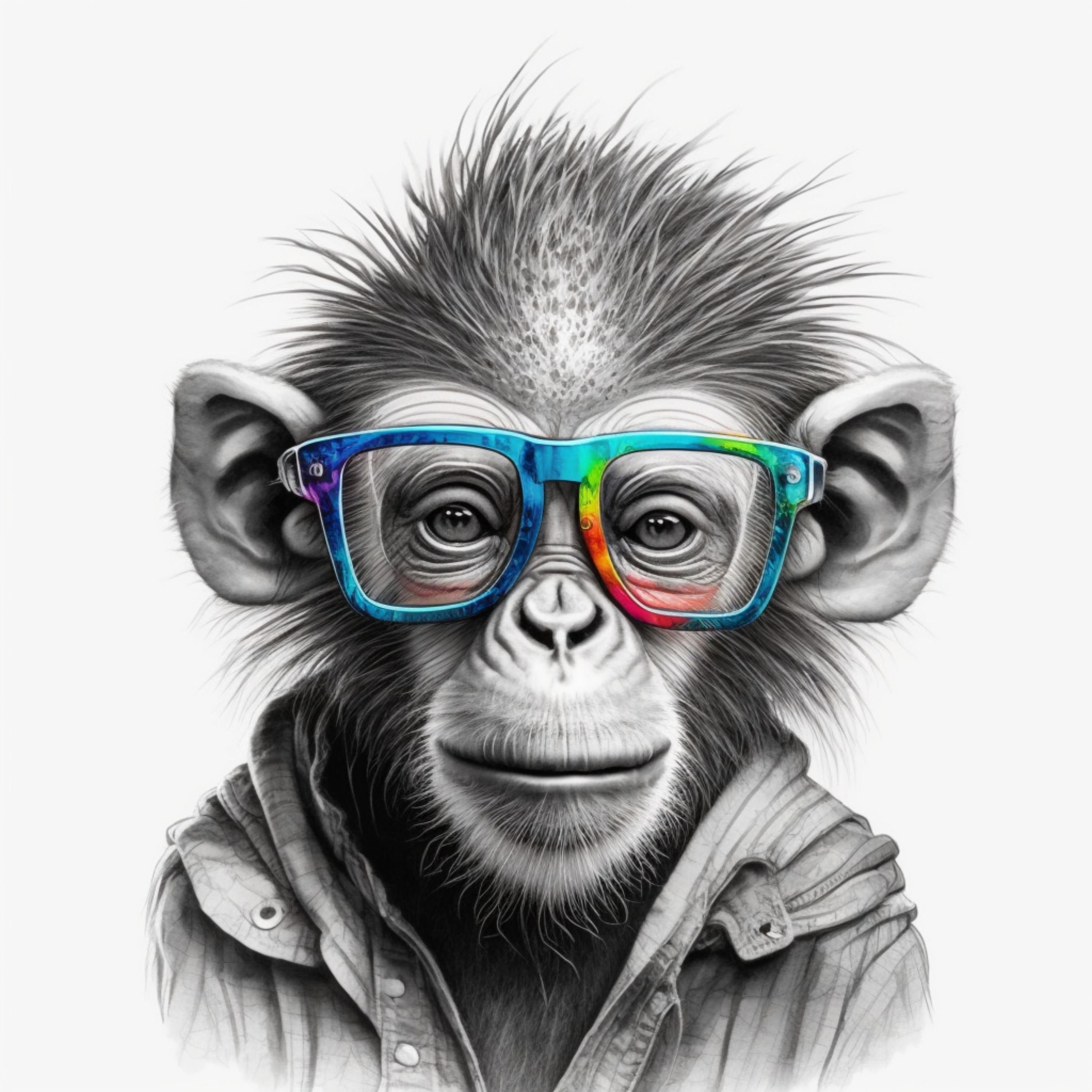 Monkey, Animal Prints, Animal With Glasses, Animal Art, Printable Wall ...