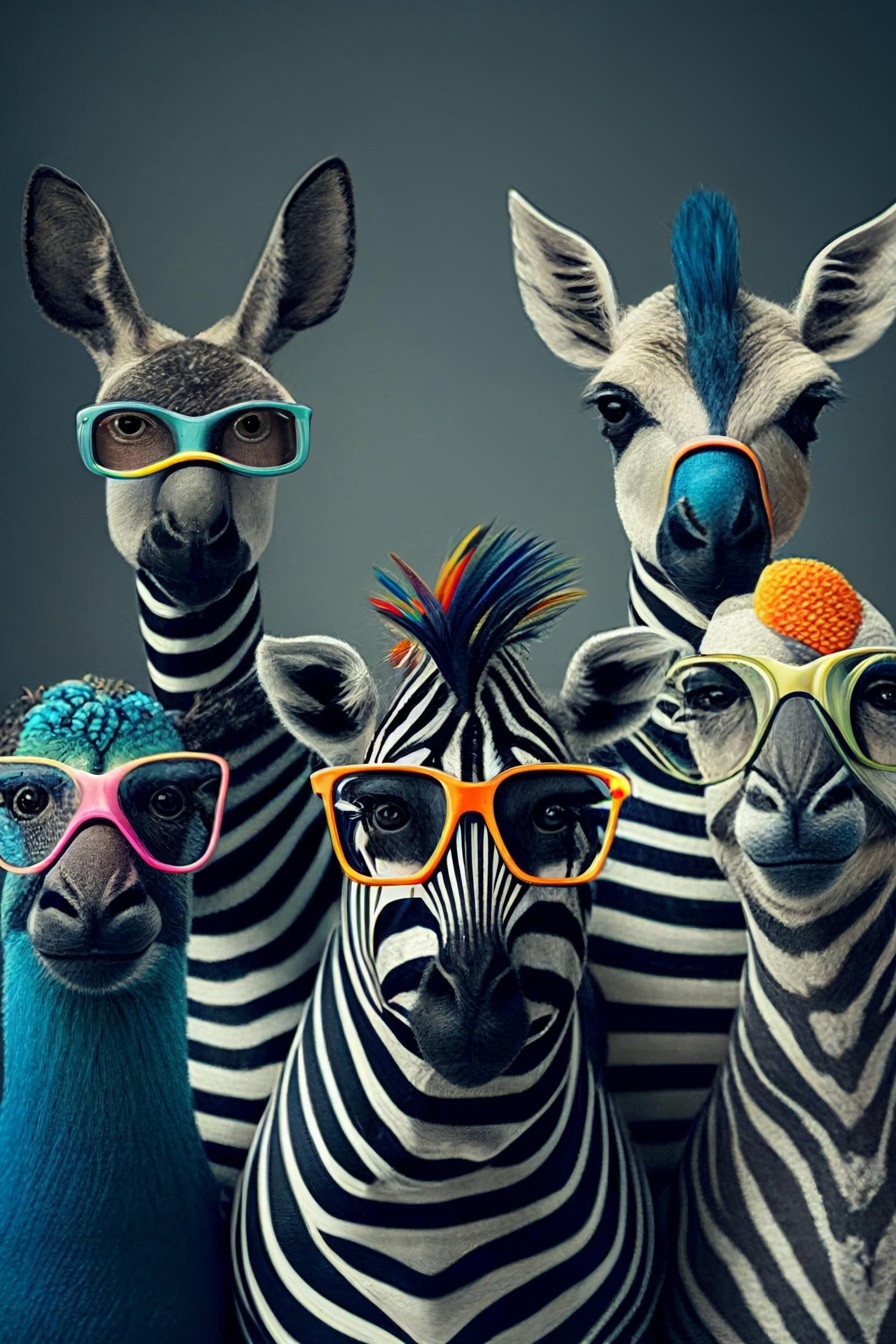 Stripe Animals, Animal Prints, Animal With Glasses, Animal Art ...