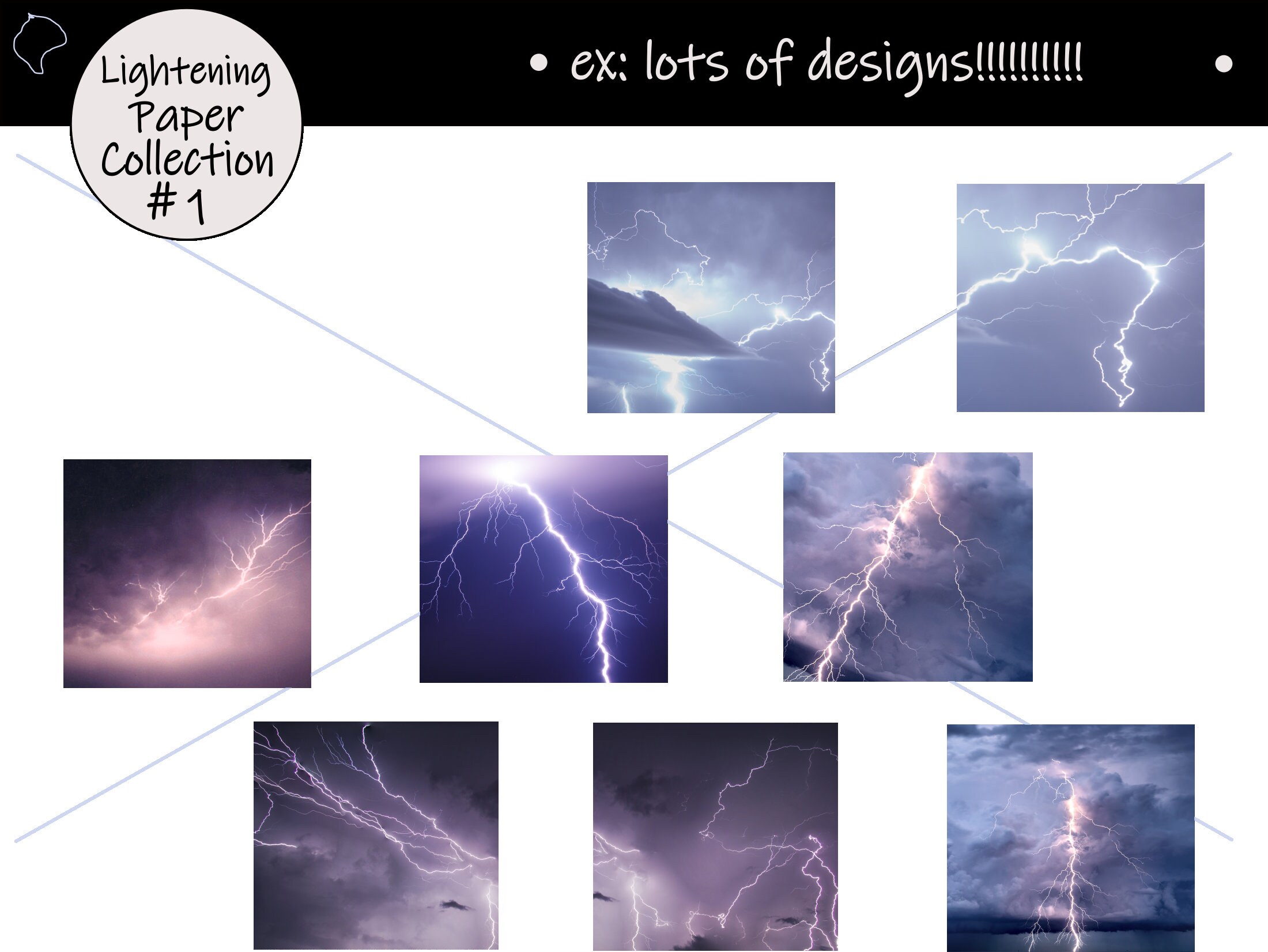 Lightening Digital Paper for Scrapbook, Colorful High Quality Printable ...