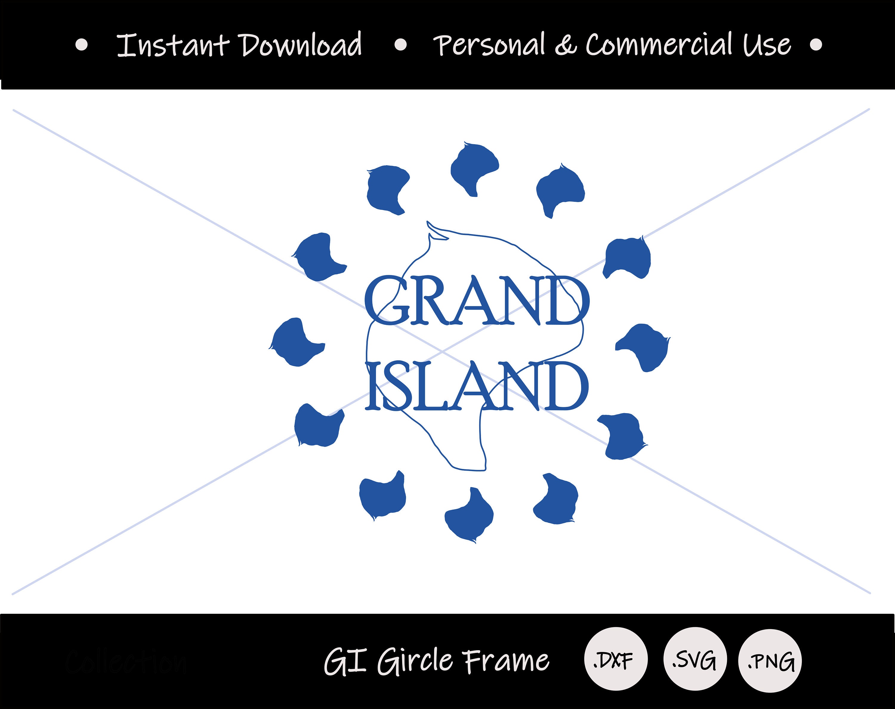 Grand Island Circle Frame Shape Digital File for Local Theme Crafts ...