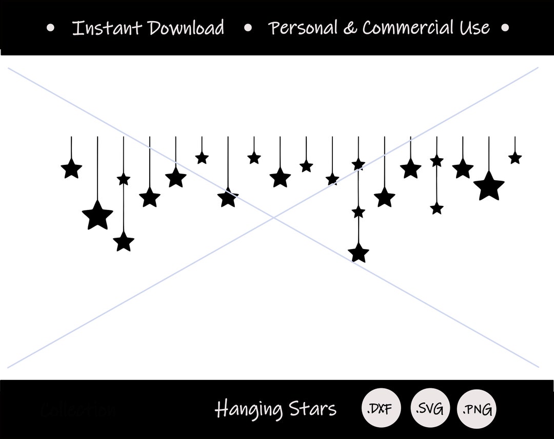 Hanging Stars Digital File; Starry Banner and Star Clipart; Instant ...
