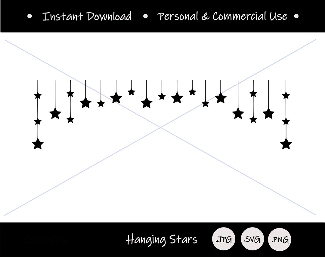Hanging Stars Banner Digital File; Starry Banner and Star Clipart ...