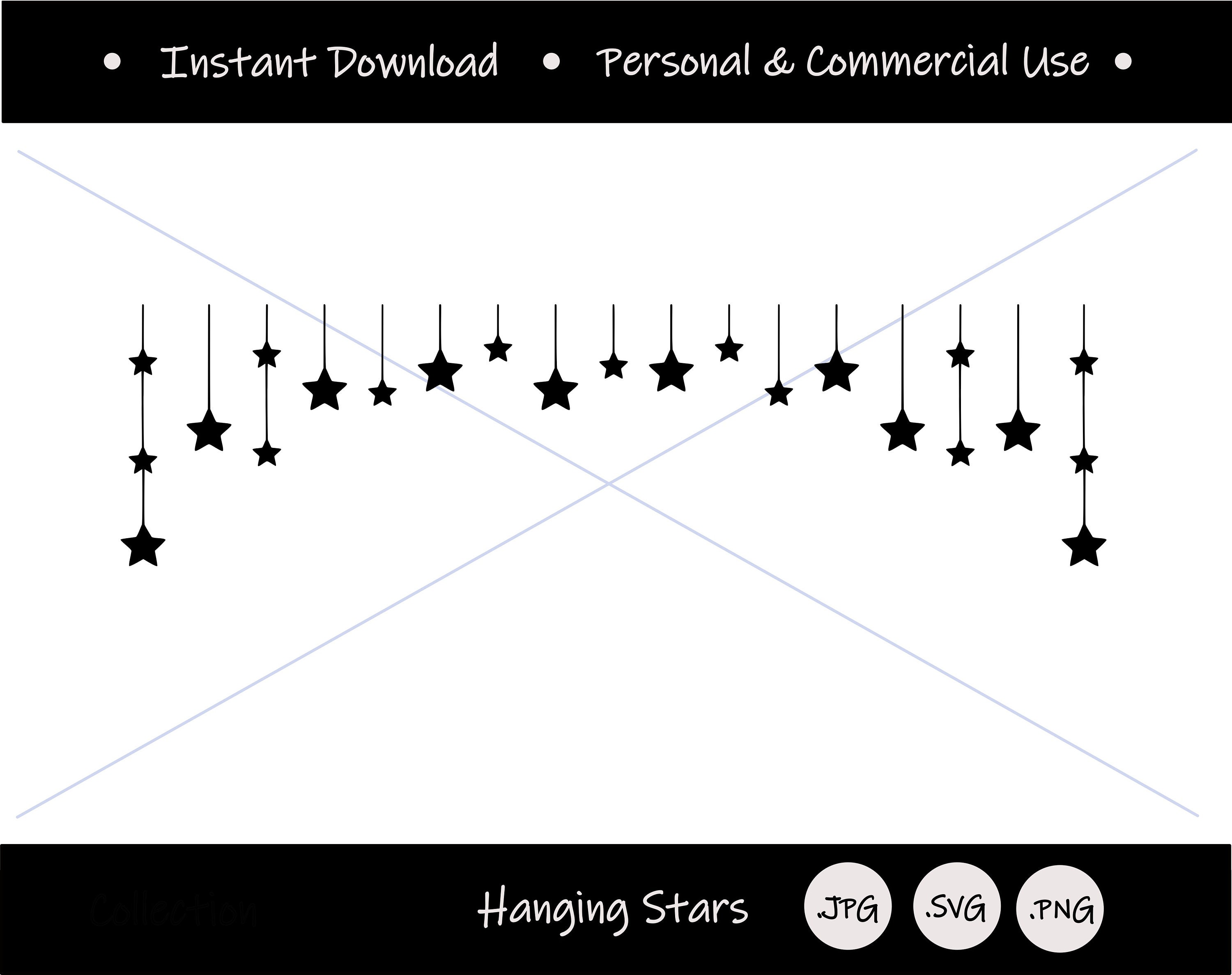 Hanging Stars Banner Digital File; Starry Banner and Star Clipart ...