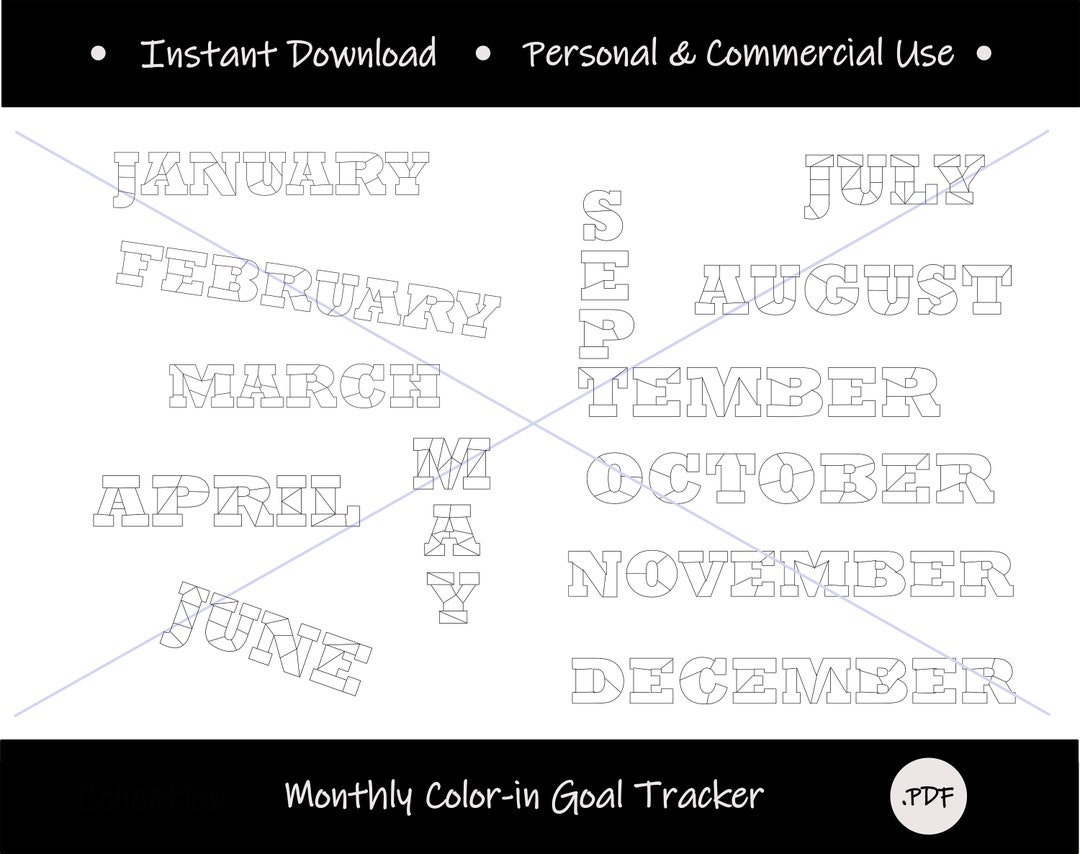 Monthly Coloring Printable for Goal Tracking 2024 Months Goal Tracker ...