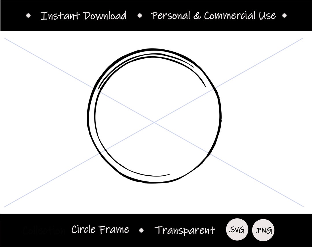 Circle Frame Line Drawing With Transparent Center as Digital File for ...
