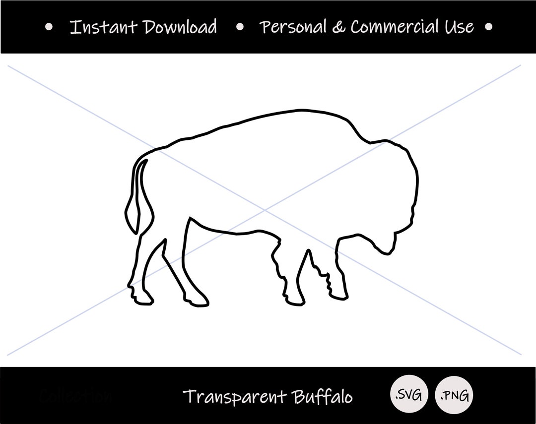 Buffalo Shape Line Drawing With Transparent Center, as Digital File for ...