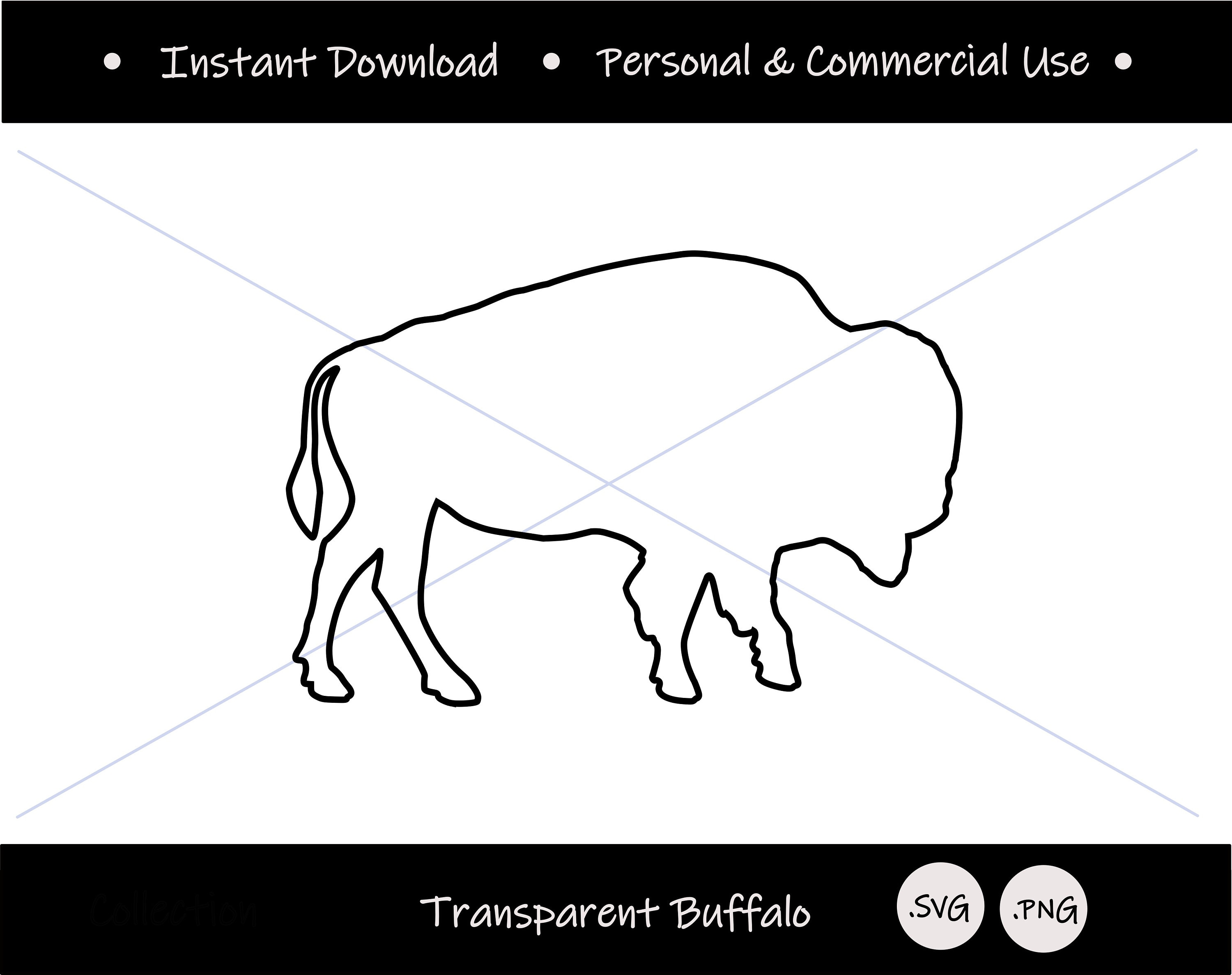 Buffalo Shape Line Drawing With Transparent Center, as Digital File for ...