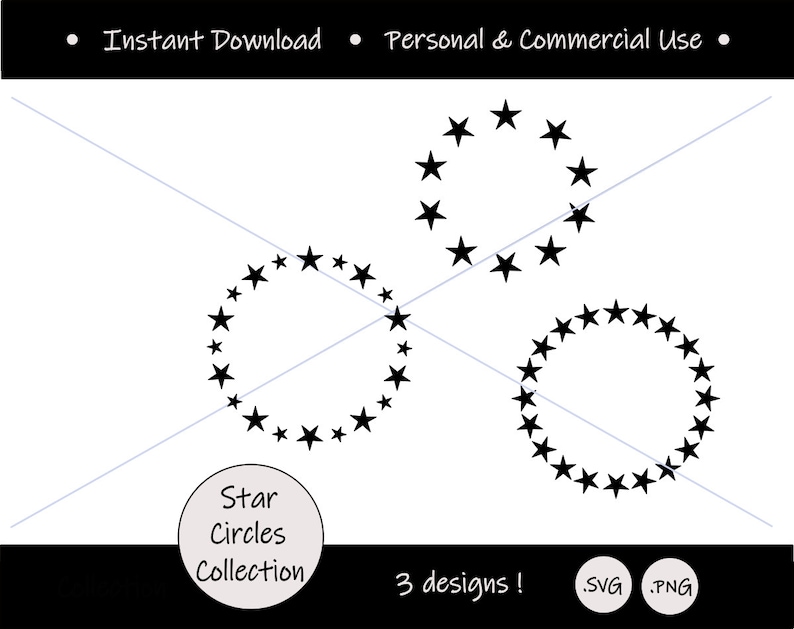 Star Circle Frame as Digital File for Crafting; Stars Frame; SVG PNG ...