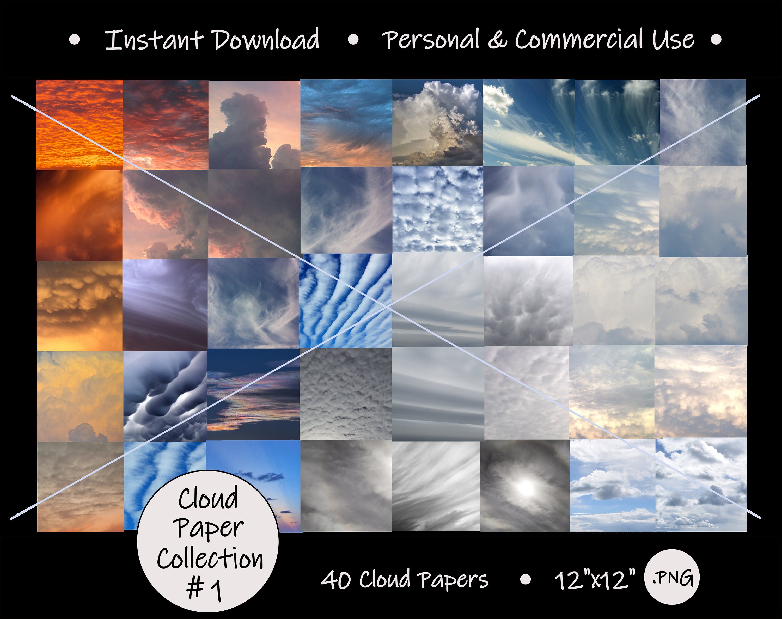 Cloud Digital Paper for Scrapbook Craft High Quality Sky Printable ...