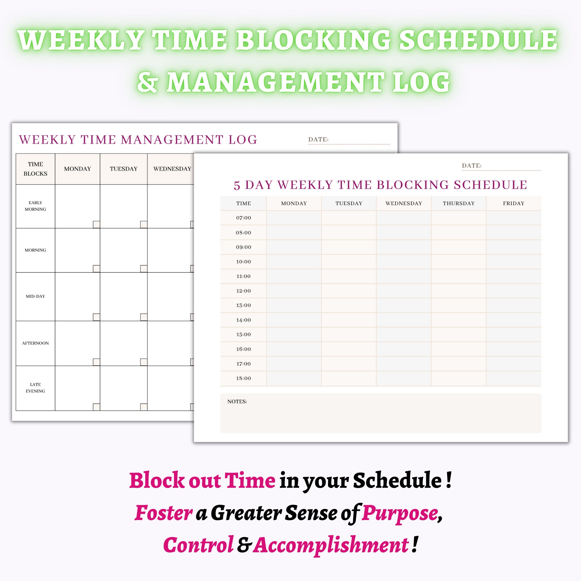 Time Management | Work Log | Time Blocking | Action Plan | Smart Goals ...
