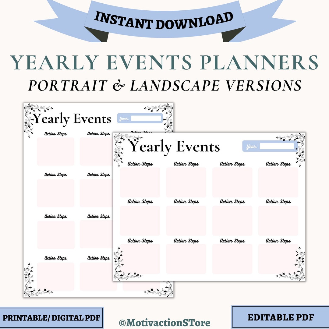 Events Calendar | Yearly Review | Event Organizer | Year at a Glance ...