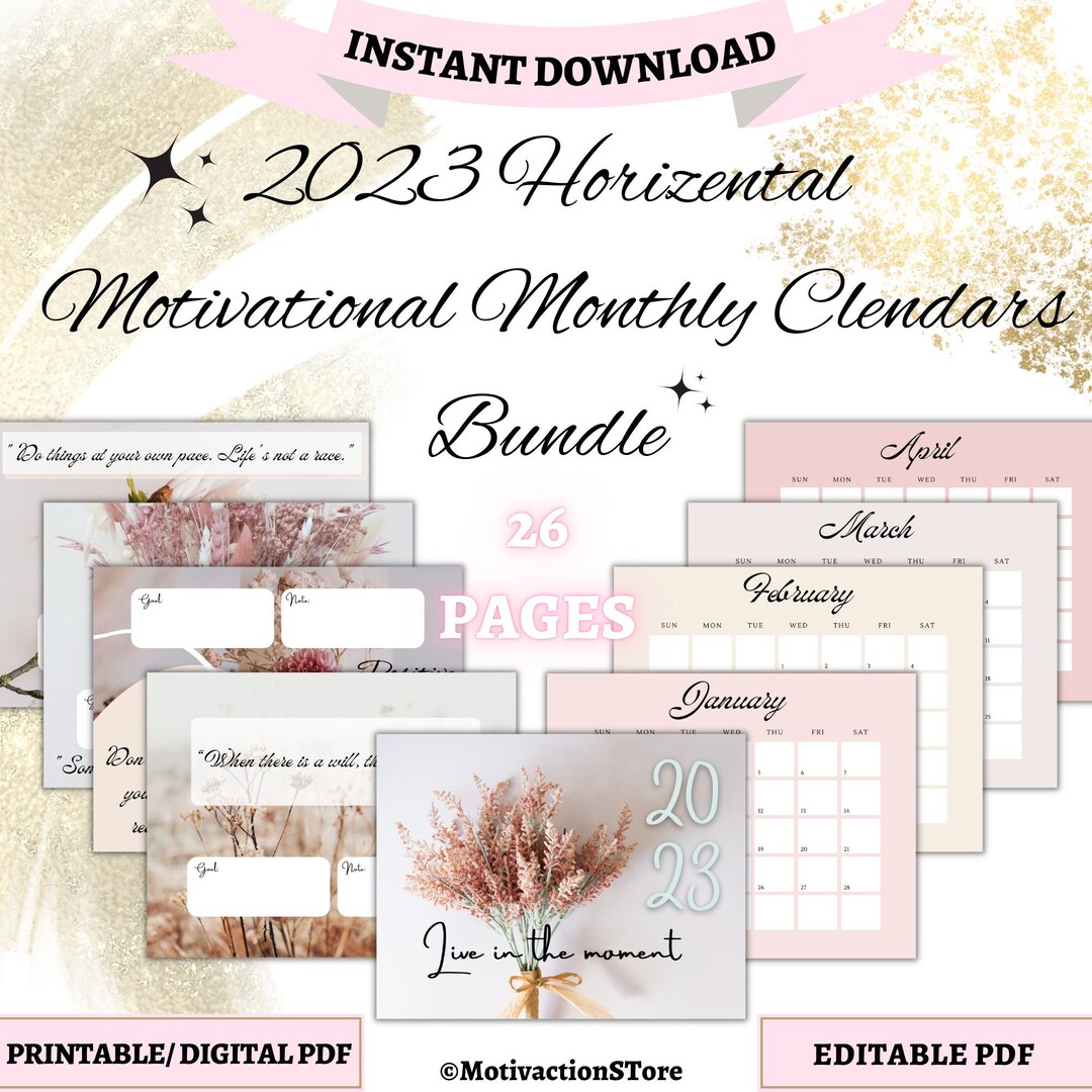 2023 Monthly Calendars | 2023 Horizental Calendar | Monthly Review ...