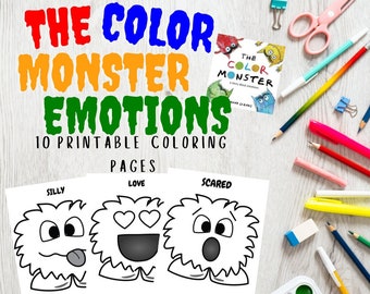 Monster Emotions Coloring - Etsy