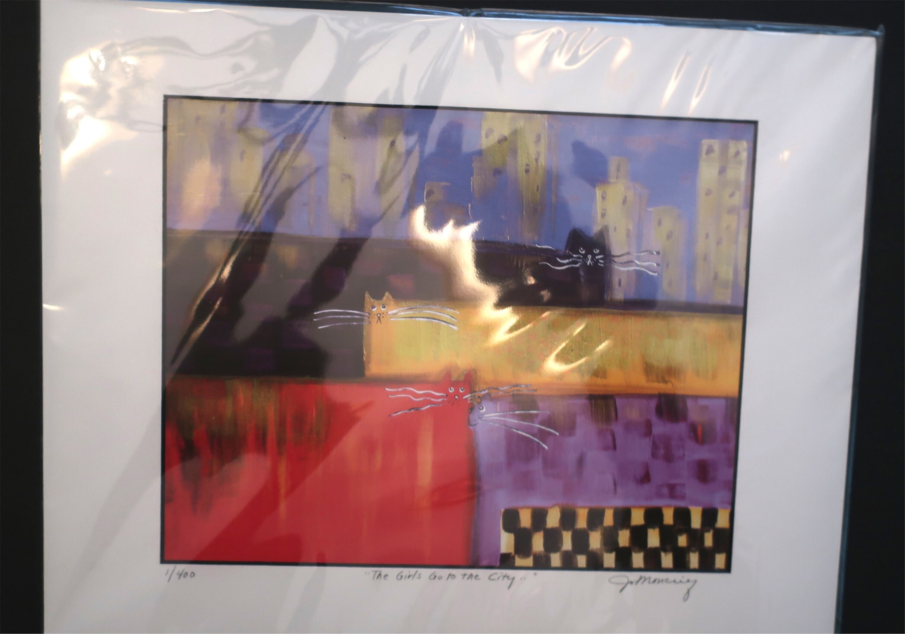 Original Folk Art Cats Art Signed Numbered 1/400 Lithograph Print Texas ...