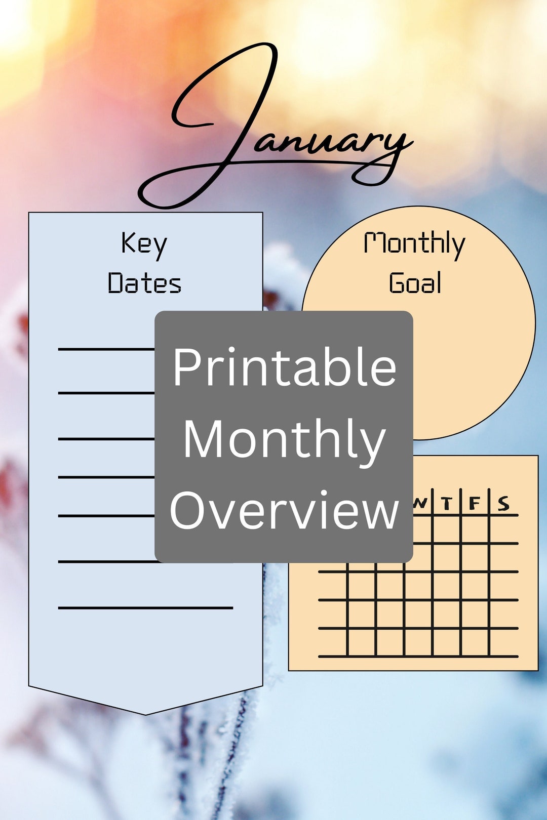 PRINTABLE, Reusable Winter-themed January Monthly Cover Page for Bullet ...
