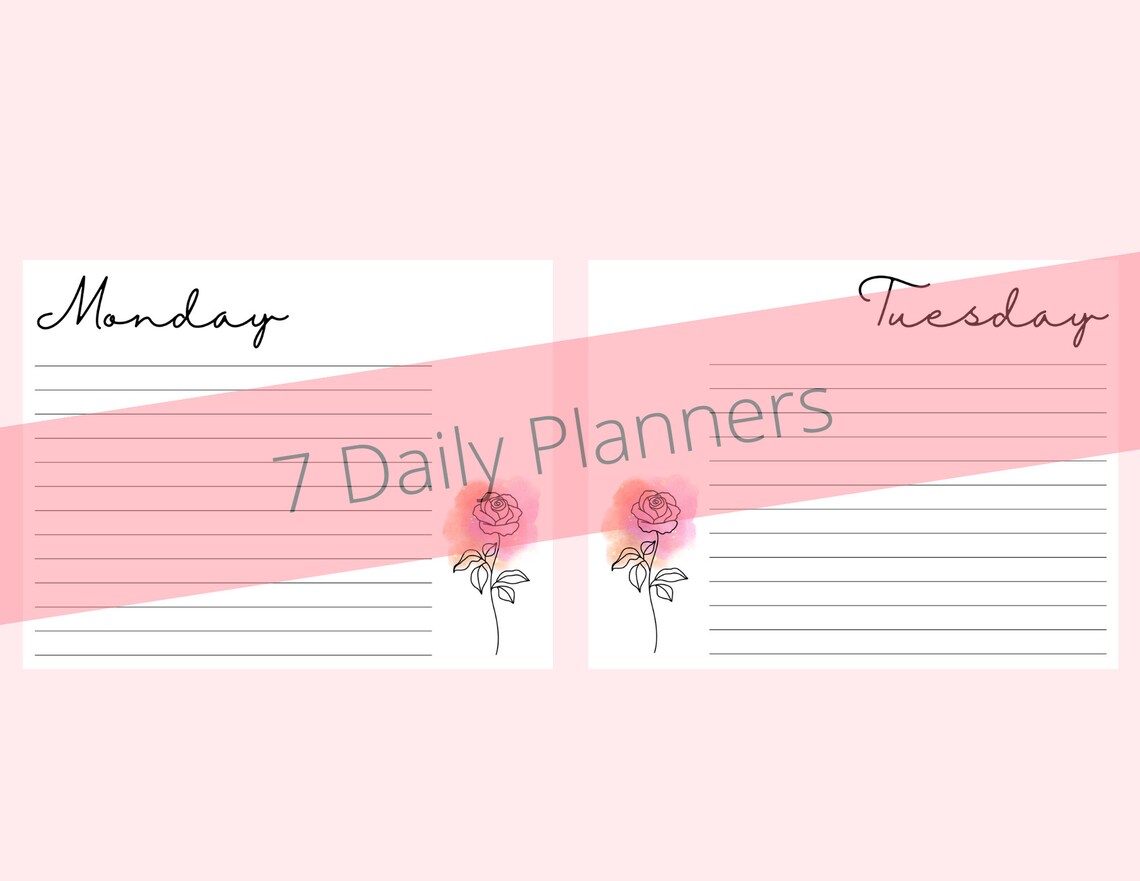 Planner - Minimalist Watercolor Rose - Printable PDF - Etsy