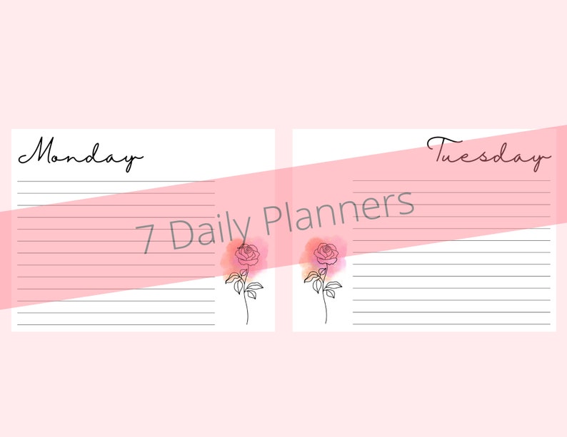 Planner - Minimalist Watercolor Rose - Printable PDF - Etsy