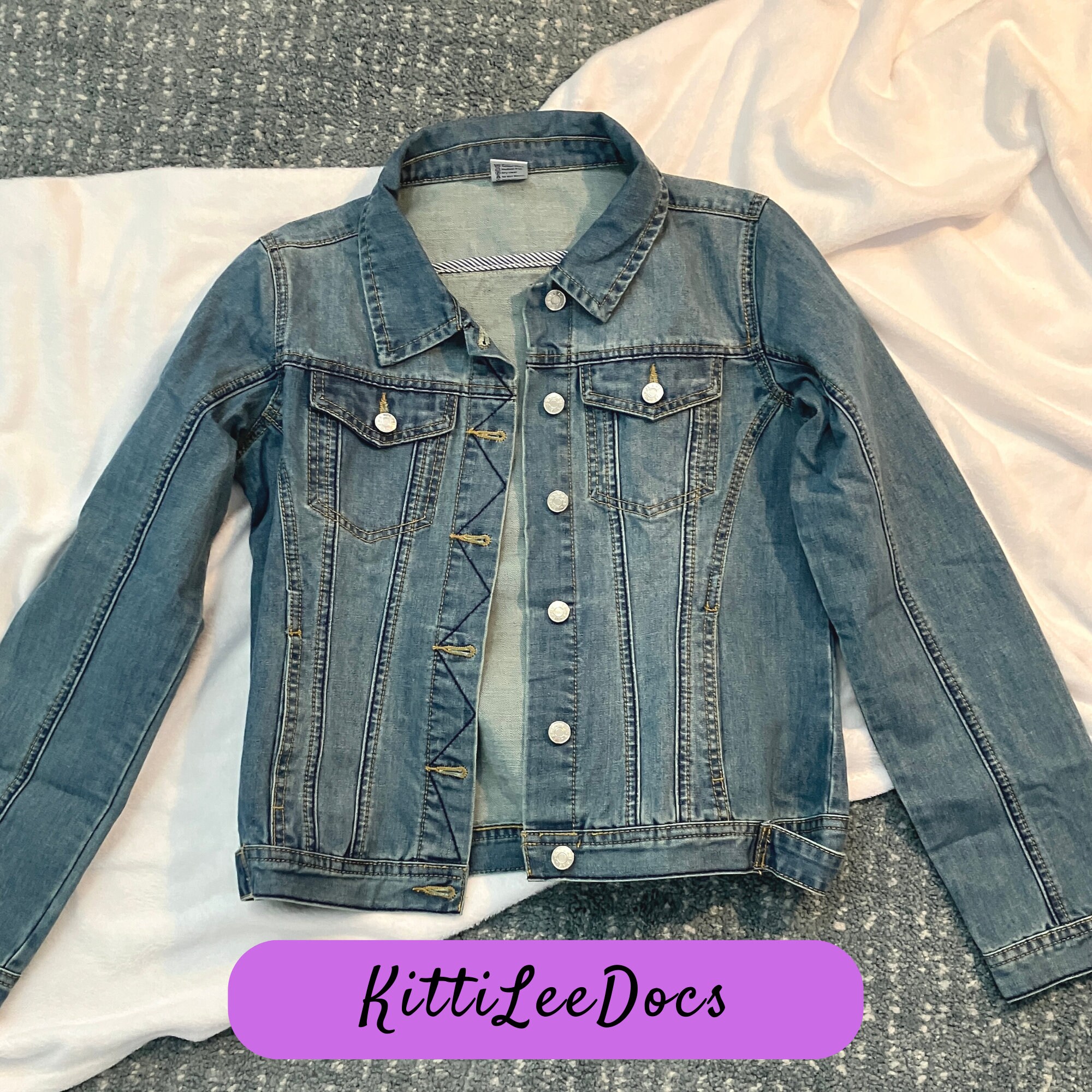 Hand Painted Denim Jacket Cosmic Girl Space/galaxy/moon/stars Size ...