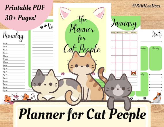 Planner Cat Lover Printable PDF - Etsy