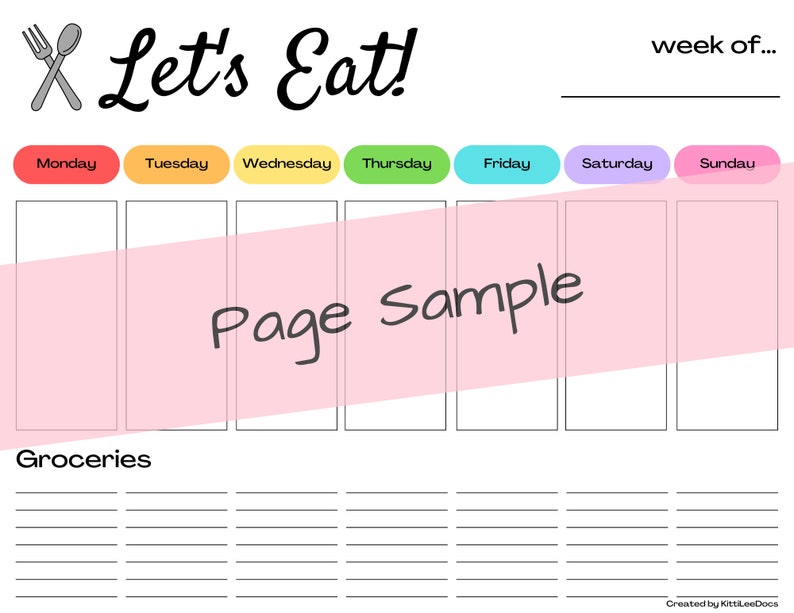 Meal Planner - Let's Eat! - Printable PDF - Etsy